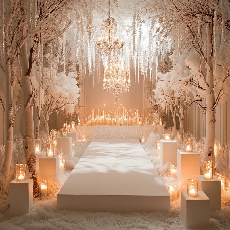 Elegant New Year’s Photo Zone in White Shades Stock Illustration ...