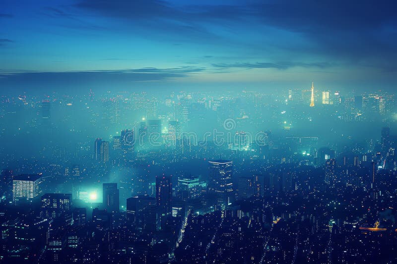 Stunning Night Cityscape with Vibrant Lights and Magnificent Towering ...