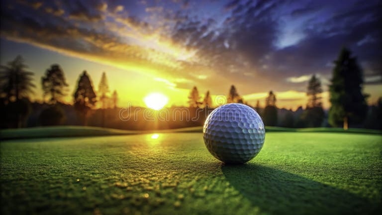 Stunning Night Golf Scene a Hyperrealistic 8K Image of a Golf Ball on a ...