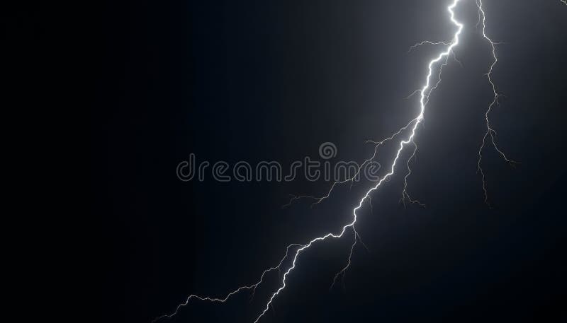 Stunning Night Sky Capture of a Dramatic Lightning Bolt Striking Across ...
