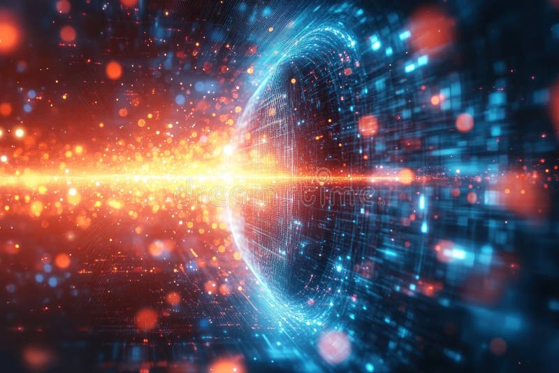 A Stunning Night Visual of a Digital Vortex with Vibrant Particles and ...