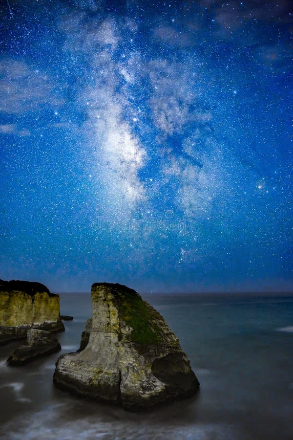 Three Rocks Under the Starr Sky in a Dark Night by Itself Stock Image ...