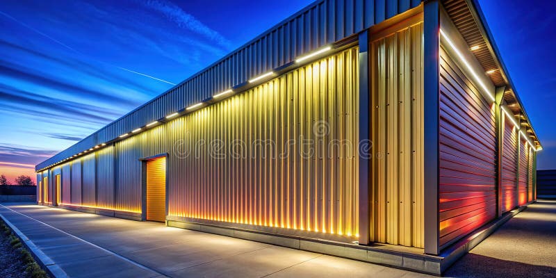 Stunning Nighttime View of a Modern Prefabricated Insulated Panel ...