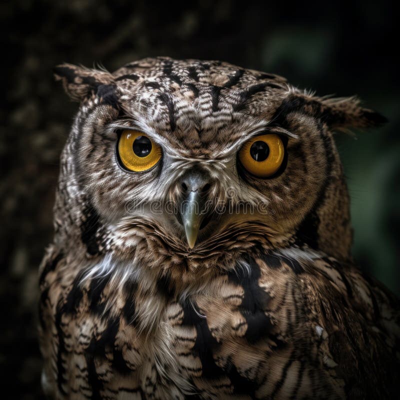 A Stunning Nocturnal Predator, an Owl Perched on the Ground in the ...