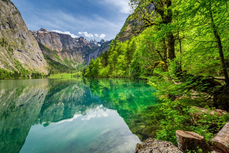 Stunning Obersee Lake in Alps in Spring, Germany, Europe Stock Photo ...