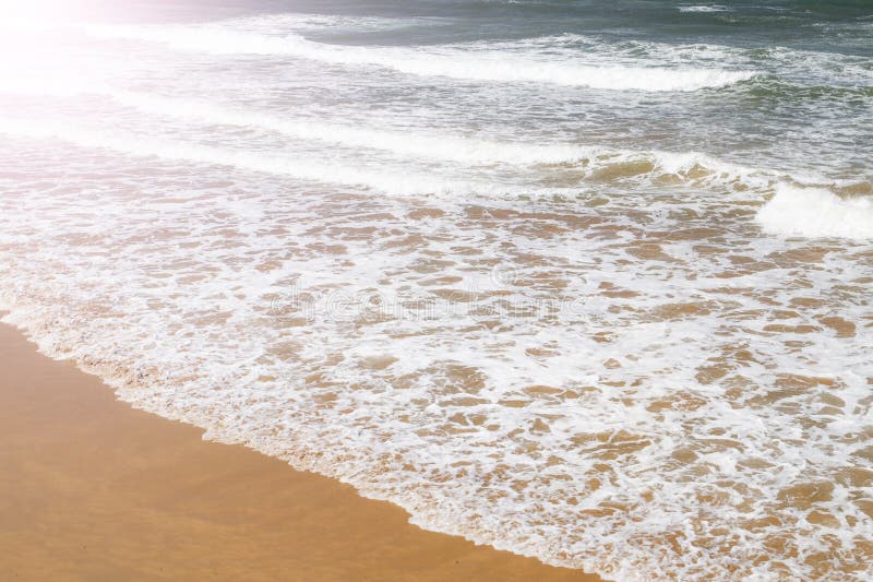 Stunning Ocean Sand Beach with Calm Waves Stock Photo - Image of ...