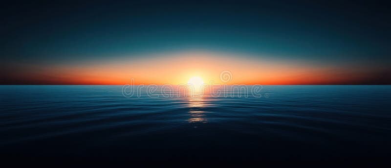 Stunning Ocean Sunrise with Deep Blue Waters. Stock Illustration ...