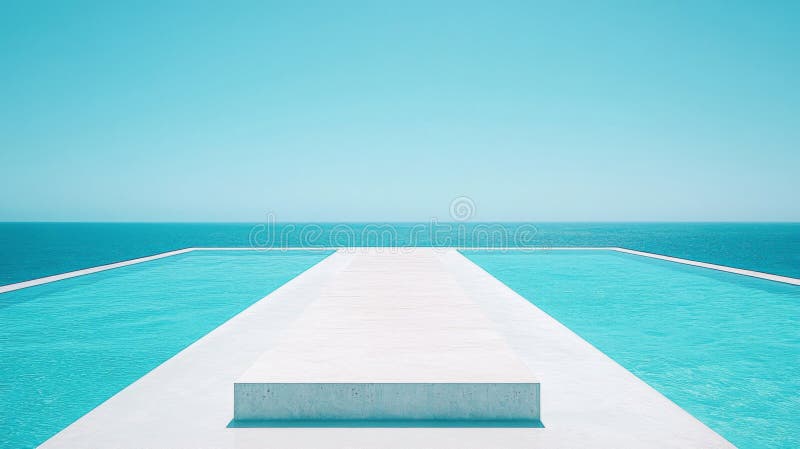 Stunning Ocean View Infinity Pool with White Platform Stock ...