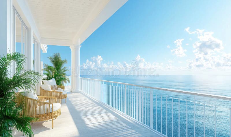 Stunning Ocean View from Modern Balcony with Comfortable Seating and ...