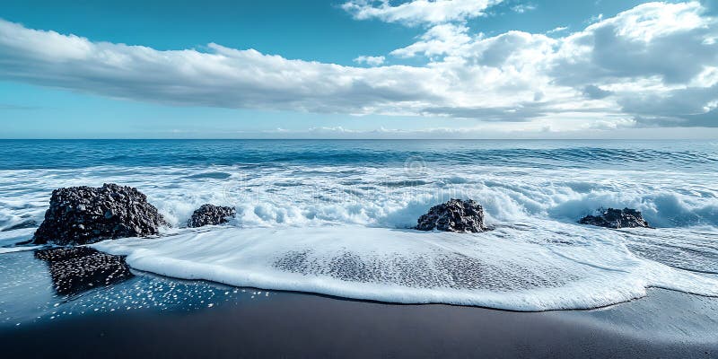 Stunning Ocean Waves Beach Scene Wallpaper Stock Illustration ...