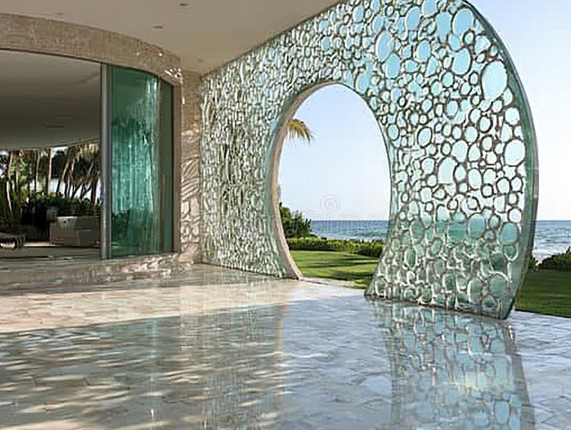 Stunning Oceanfront Villa with Unique Glass Architectural Design Stock ...