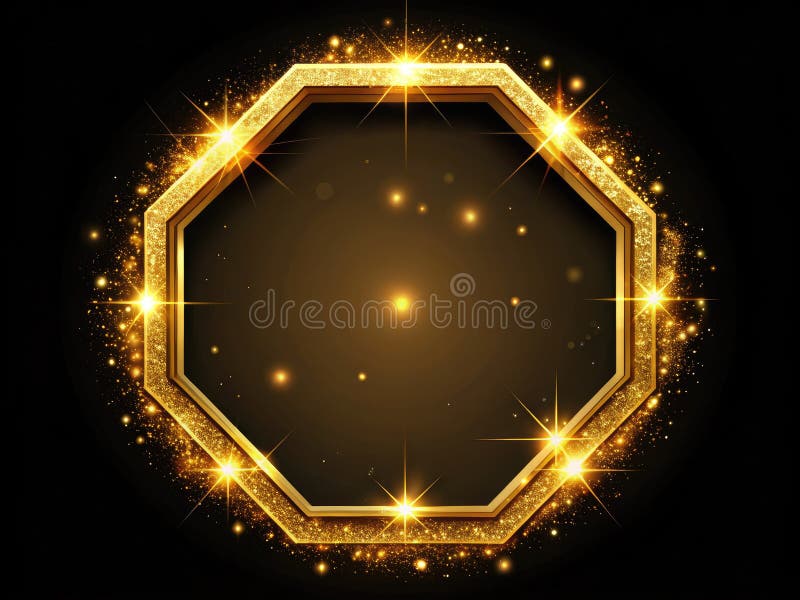 A Stunning Octagonal Golden Sparkling Frame for Design Projects ...