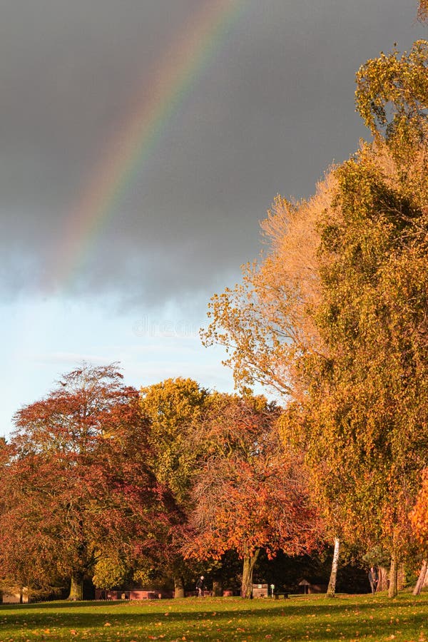 Stunning October Afternoon with a British Rainbow Stock Image - Image ...