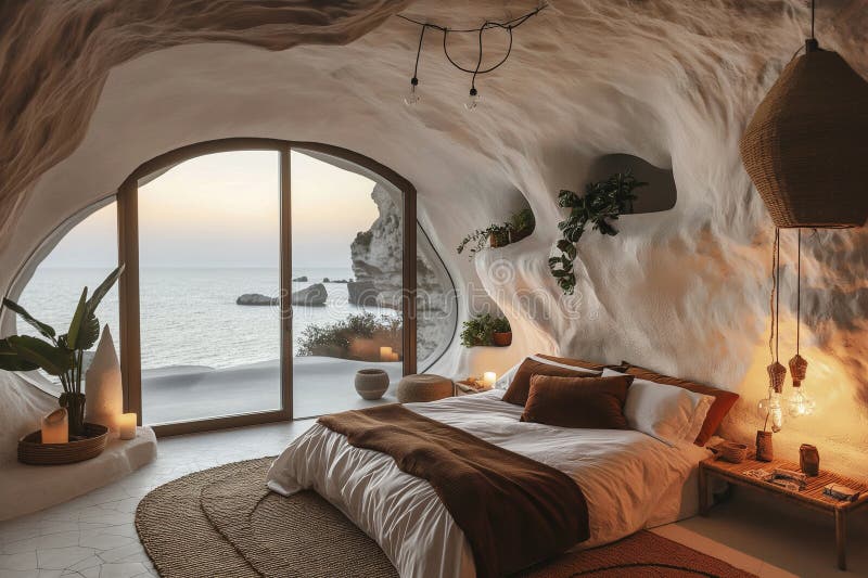 A Stunning Open Cave Bedroom with a Large Window Offering a ...