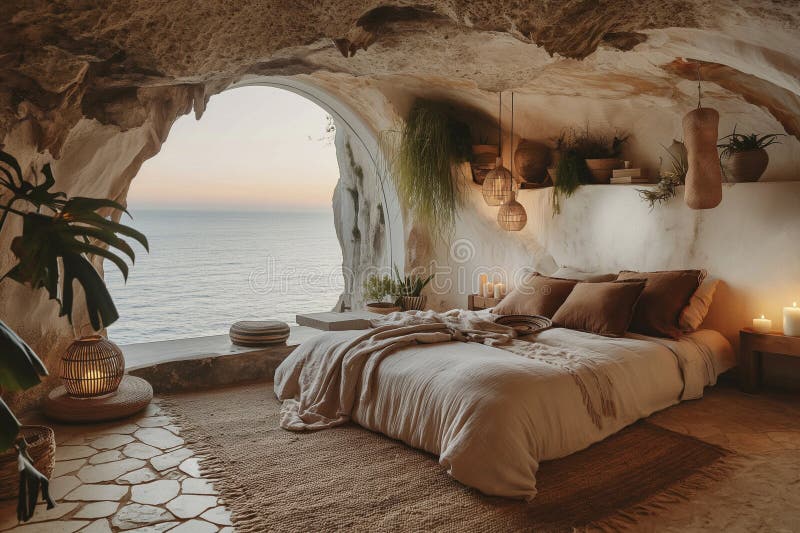 A Stunning Open Cave Bedroom with a Large Window Offering a ...