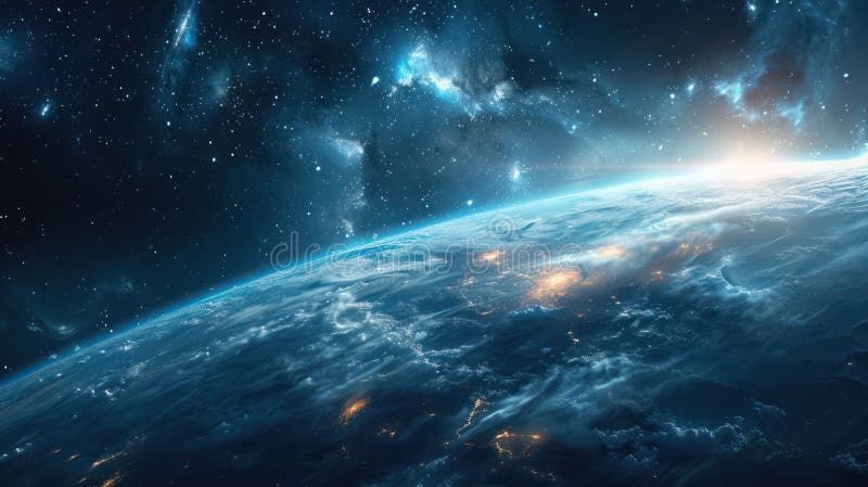 Open Space Background with Starry Sky and Galaxy Stock Illustration ...