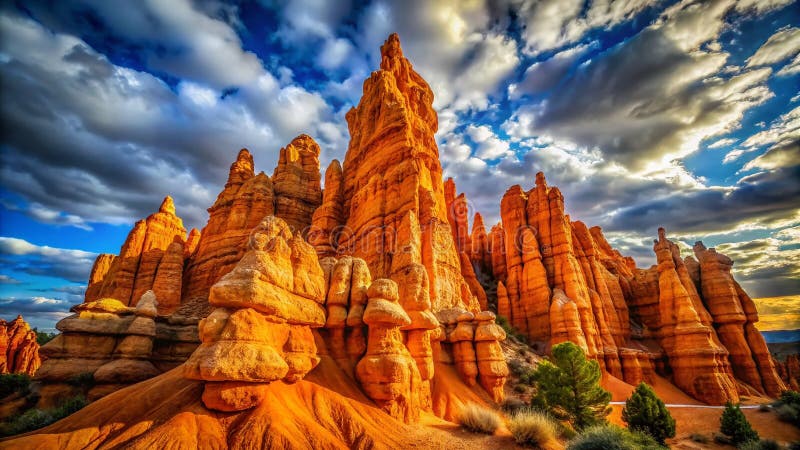 Stunning Orange Rock Formation Panorama a Closeup View of Abstract ...