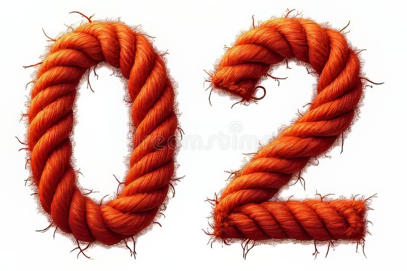 Stunning Orange Rope Numbers 02 Handcrafted Decorative Typography for ...