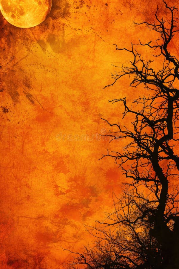 Stunning Orange Sky with a Full Moon in the Background. Perfect for ...