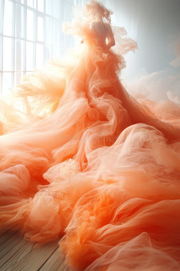Ethereal Woman in a Voluminous Flowing Gown Stock Illustration ...