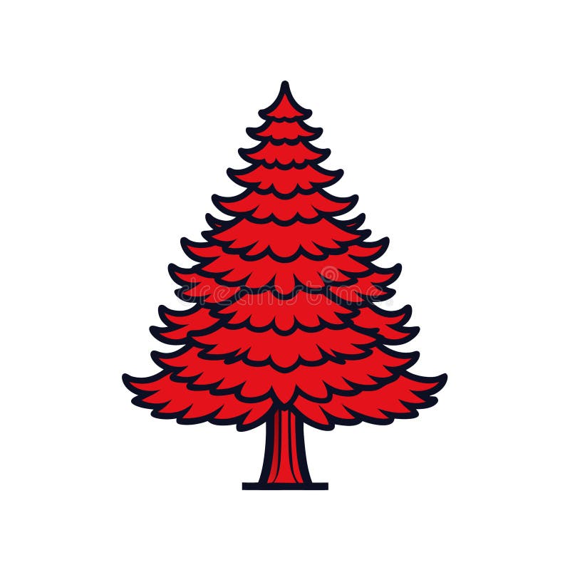 Stunning Outline of Red Pine Tree Stock Image - Illustration of ...