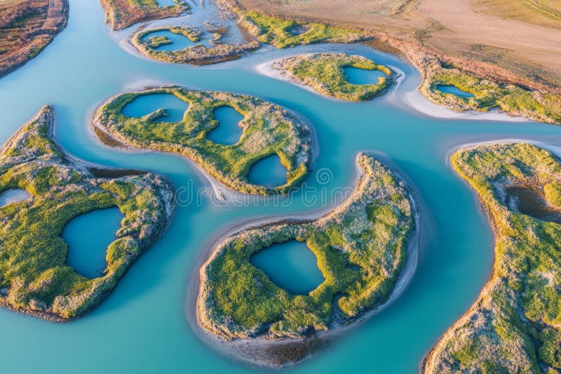 A Stunning Overhead View of Floating Green Algae Formations Stock Photo ...