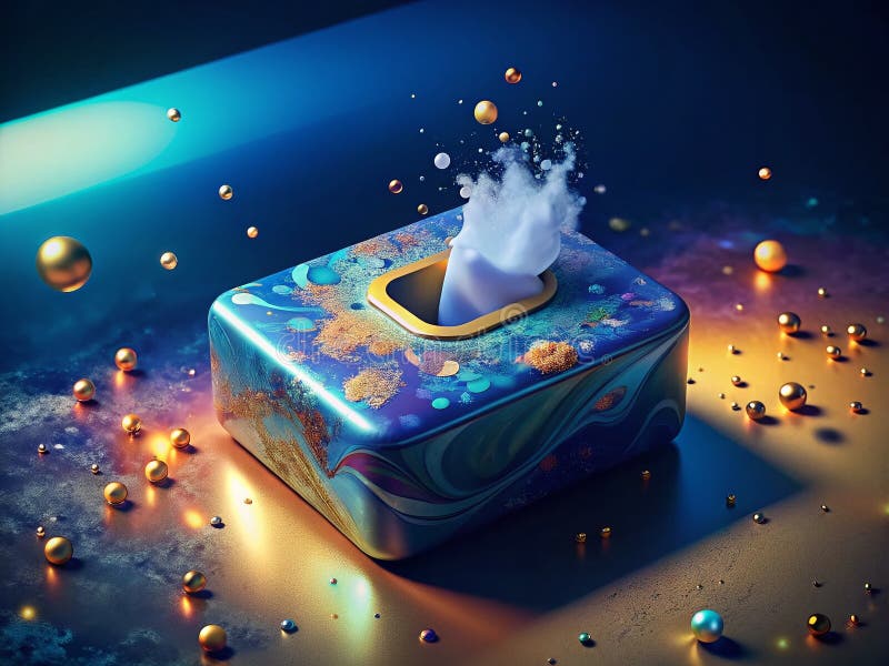 A Stunning Overhead View of a Glowing Tissue Box Set Against a Marble ...