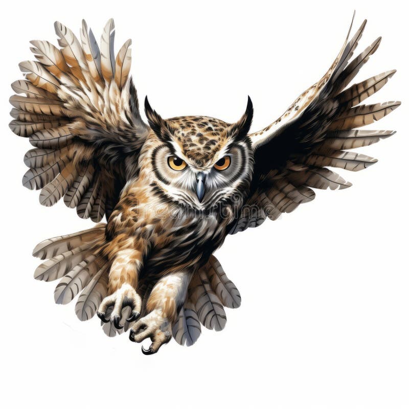 Stunning Owl in Flight Artwork - Inspired by Travis Charest Stock ...