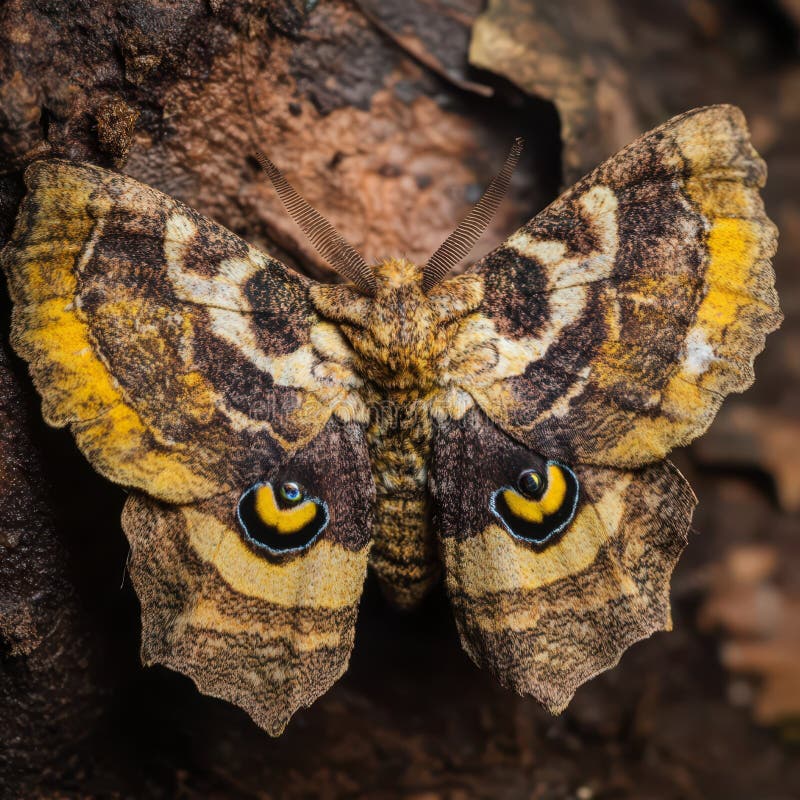 Stunning Owl Moth Perched on Tree Bark in a Forest Setting Stock Photo ...