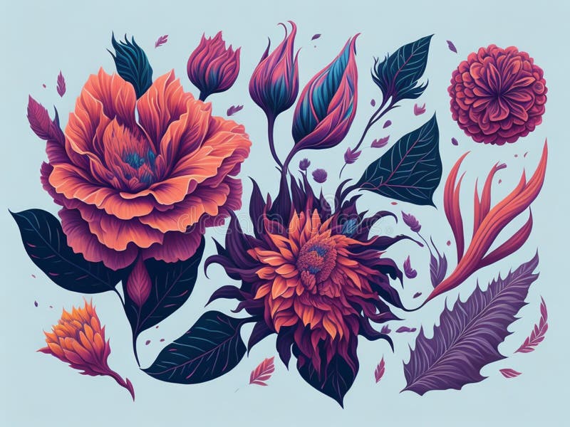 Stunning Painting Features a Captivating Array of Multi Colored Flowers ...