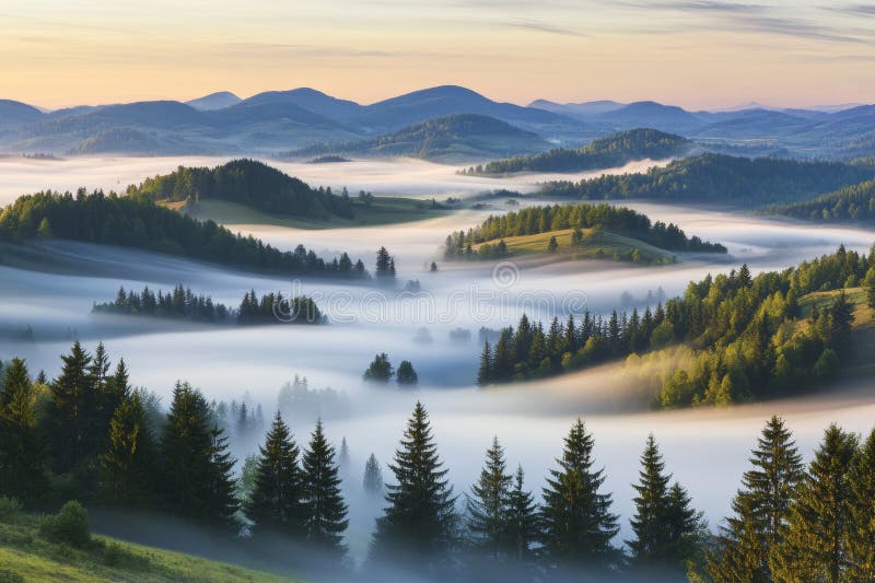 A Stunning Panorama of a Mountain Peak Forest, Featuring a Limitless ...
