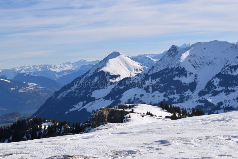 Stunning Panorama Over the Swiss Alps Stock Image - Image of cool ...