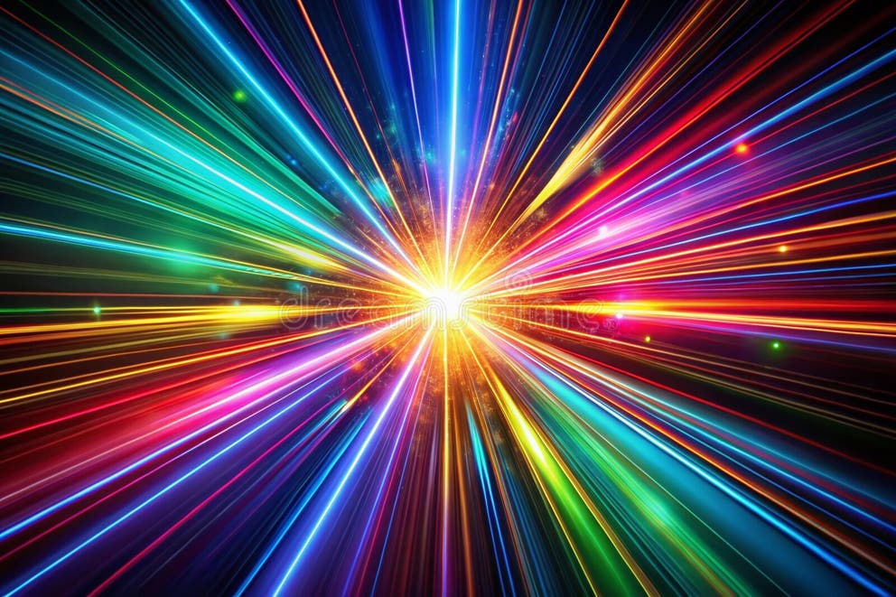 Stunning Panoramic Abstract Background Exploding Light Beams in Vibrant ...