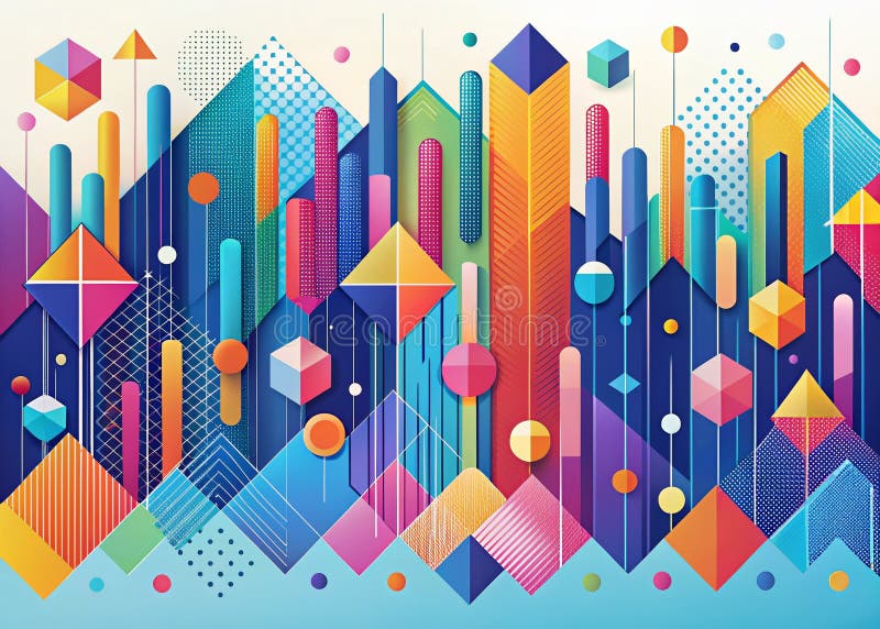 Stunning Panoramic Abstract Data Visualization Poster Geometric Shapes ...