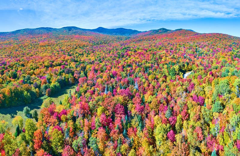 Stunning Panoramic Aerial Over Vermont Peak Fall Foliage Mountains ...