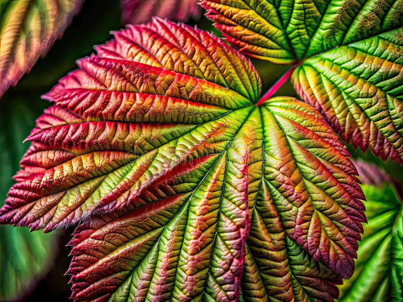 Stunning Panoramic CloseUp of a Raspberry Leaf a Vibrant Botanical ...