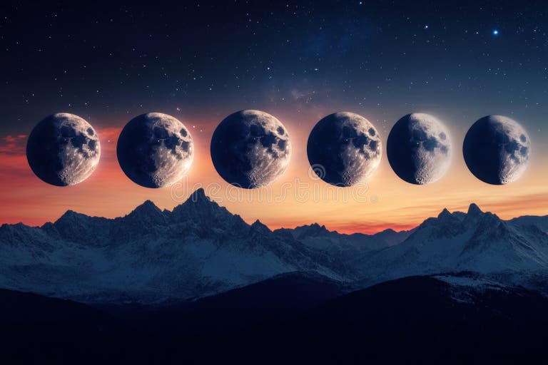 Stunning Panoramic Composite Image Illustrating the Moon Phases Using ...
