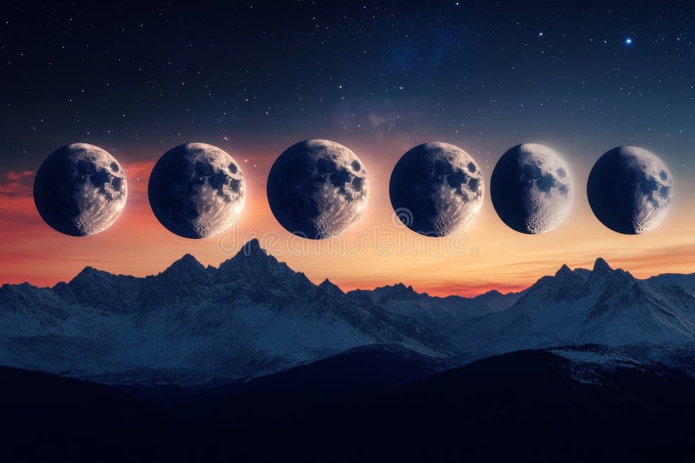 Stunning Panoramic Composite Image Illustrating the Moon Phases Using ...