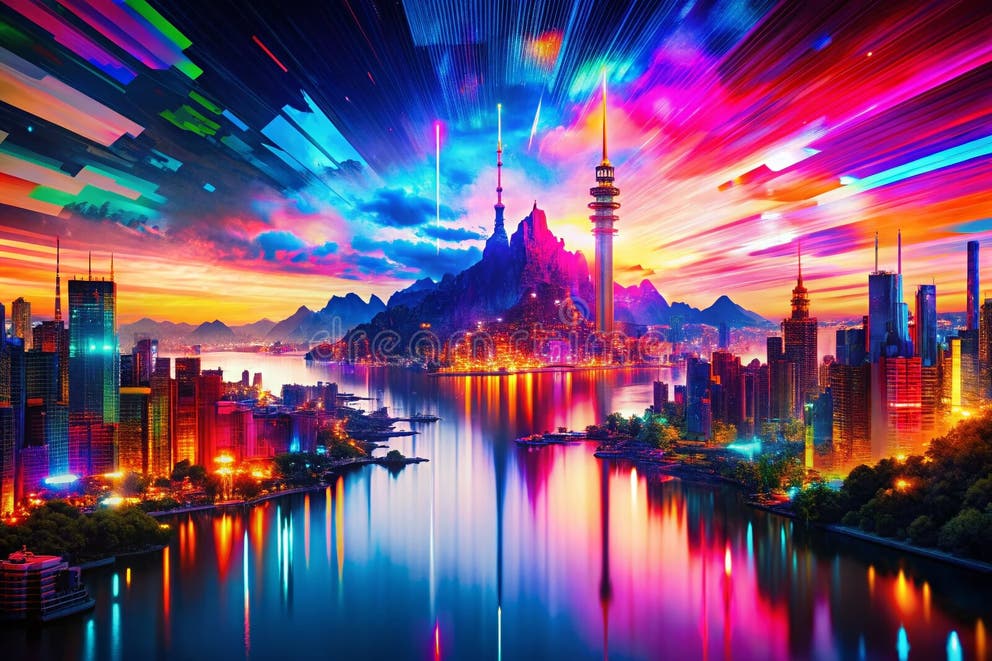 Stunning Panoramic Glitch Art Explore a Digital Distortion Abstract ...
