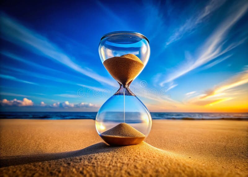 A Stunning Panoramic Hourglass on a Deep Azure Background a Visual ...