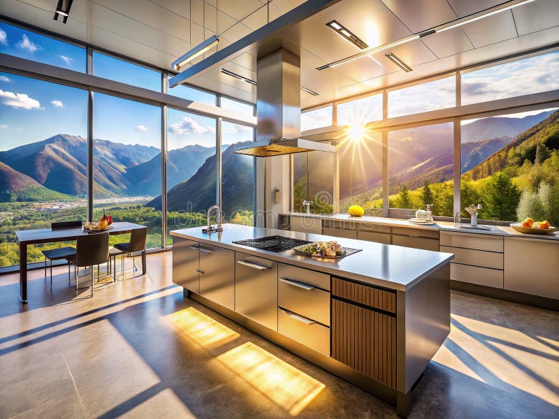 Stunning Panoramic Kitchen Design in a Modern Hotel Showcasing ...