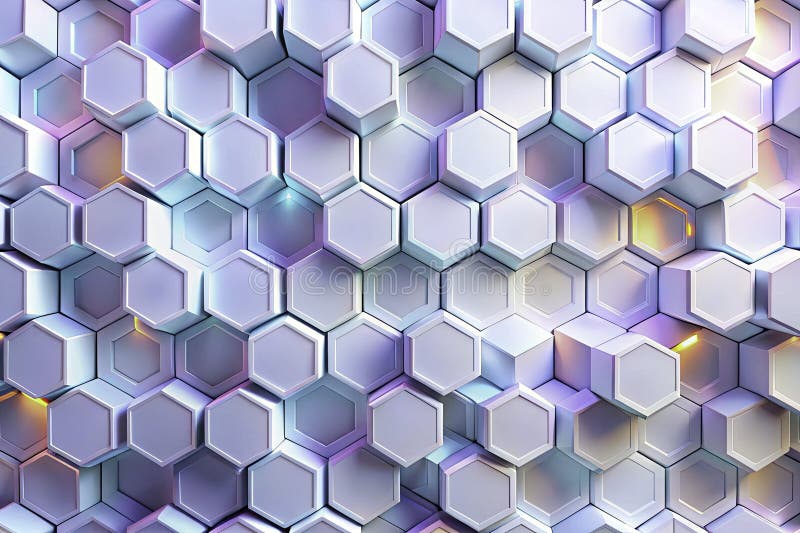 Stunning Panoramic SciFi Hexagon Background Elegant White Geometric ...