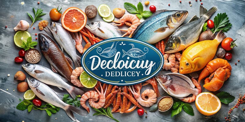 Stunning Panoramic Seafood Sticker a Visual Feast of Fresh Fish ...