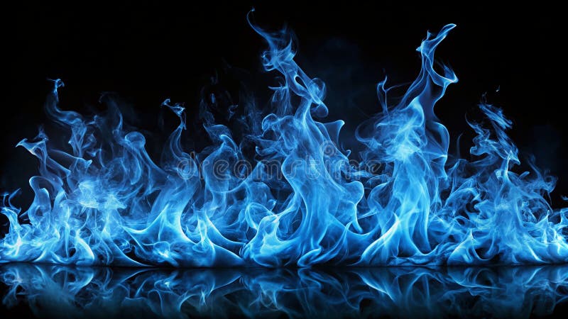 Stunning Panoramic View of Abstract Blue Flames Against a Striking ...