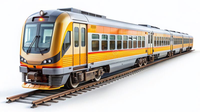 Stunning Panoramic View of a Compact Commuter Train on a Pristine White ...