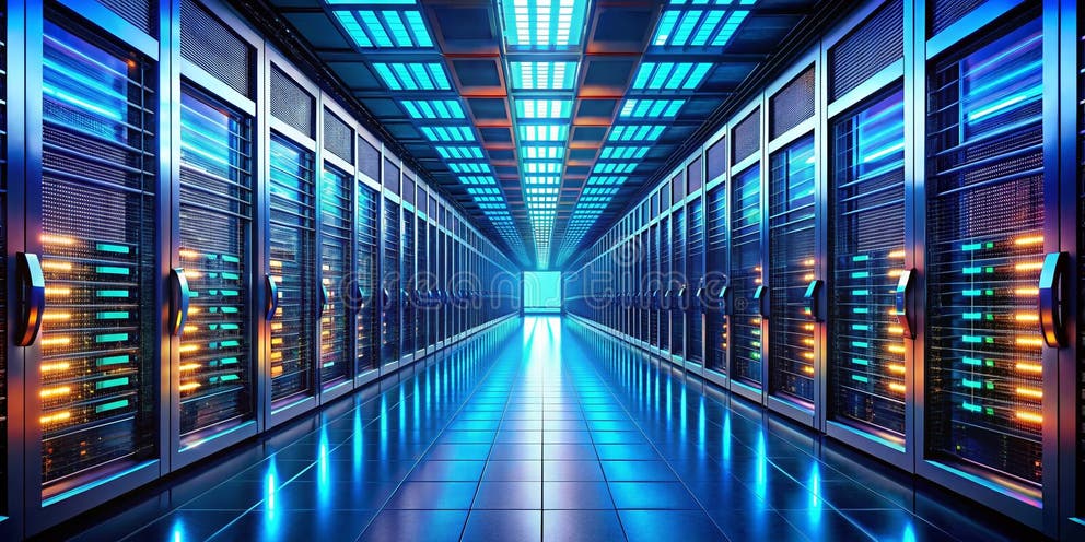 A Stunning Panoramic View of a CuttingEdge Data Center Server Room Hallway Exploring Advanced ...