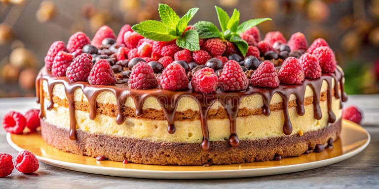 A Stunning Panoramic View of a Decadent Raspberry Chocolate Hazelnut ...