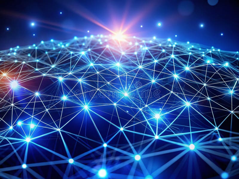 A Stunning Panoramic View of a Futuristic Network Abstract Mesh ...