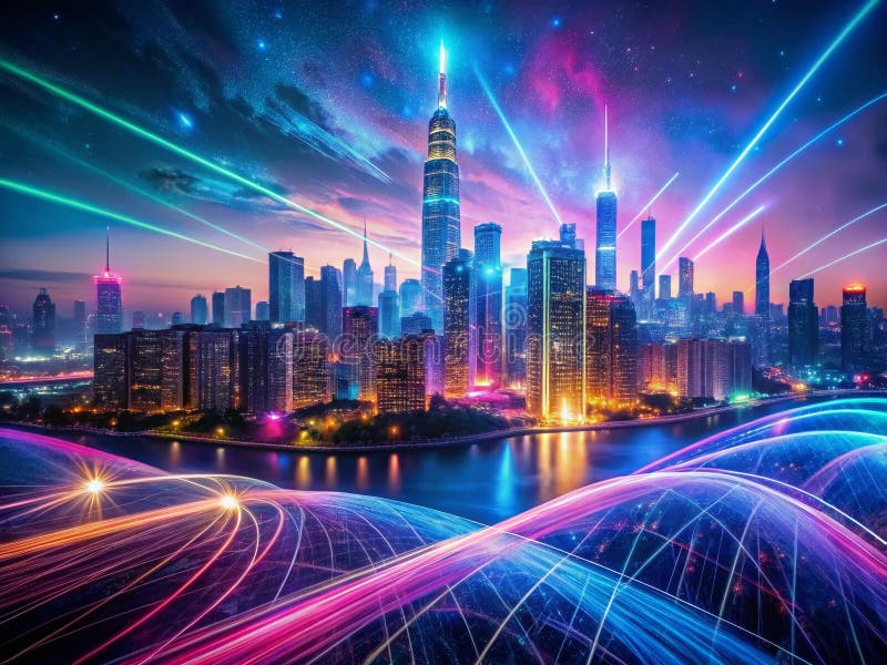 A Stunning Panoramic View of Futuristic Technology Abstract Background ...