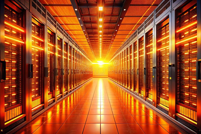 A Stunning Panoramic View Inside a CuttingEdge Data Center Orange Hues ...